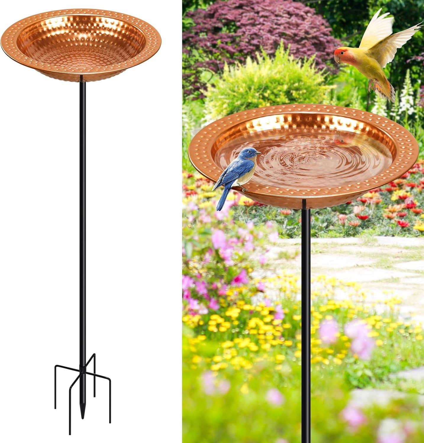 YADOOLIFE Metal Bird Bath Stand for Outdoors Garden, Bird Baths ...