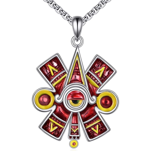 YAFEINI Aztec Calendar Necklace Sterling Silver Round Aztec Mayan ...