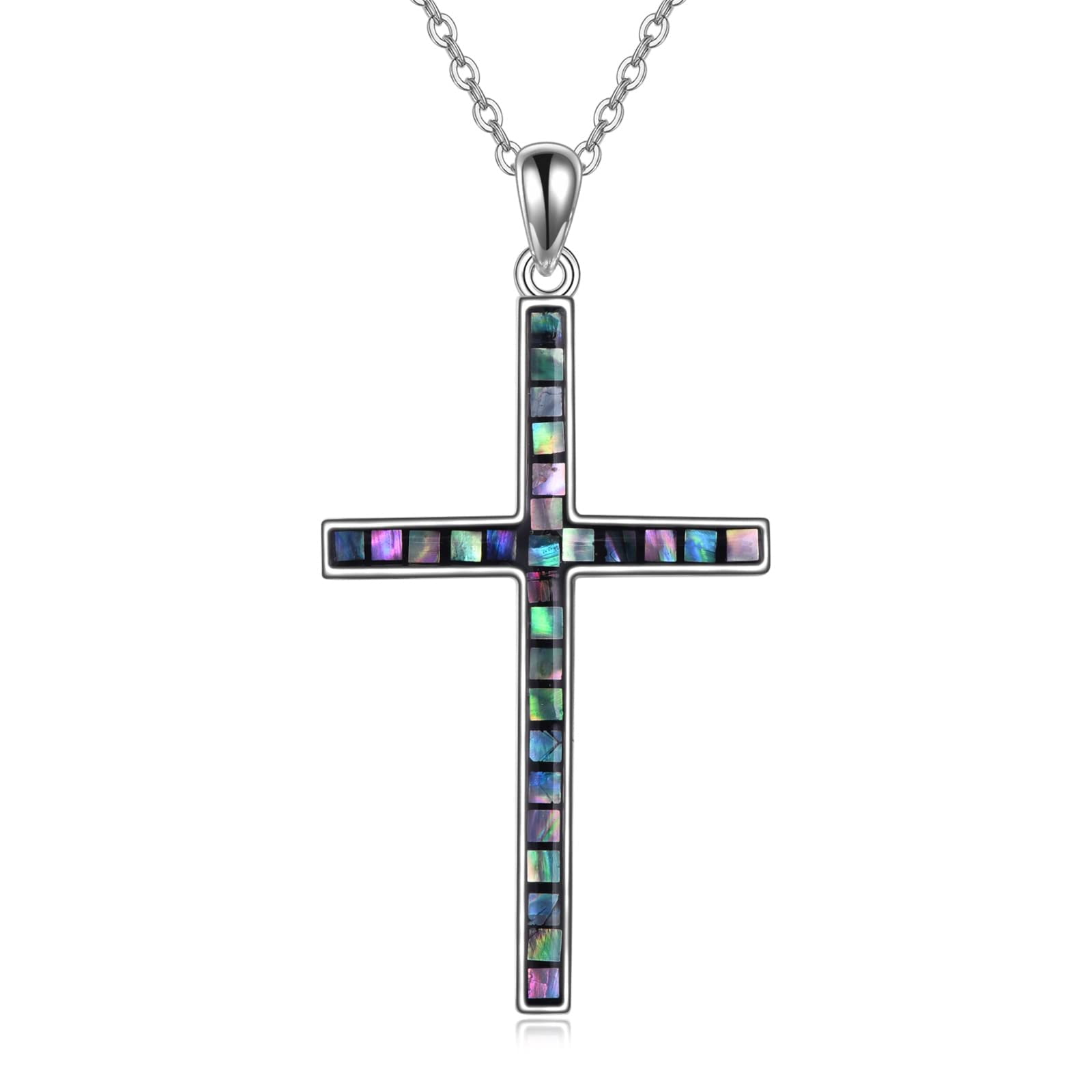 YAFEINI Cross Necklace Sterling Silver Abalone Shell Cross Pendant Thin ...