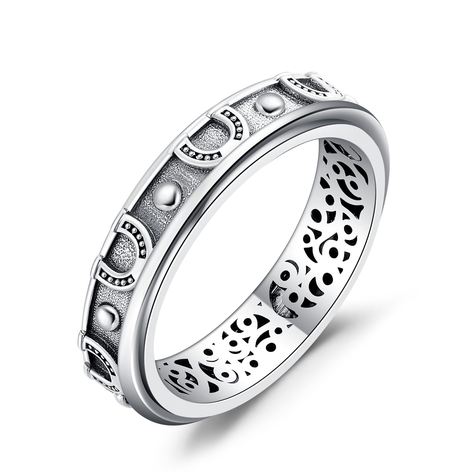 YAFEINI Sterling Silver Horse Shoe Fidget Spin Ring - Horseshoe Fidget ...