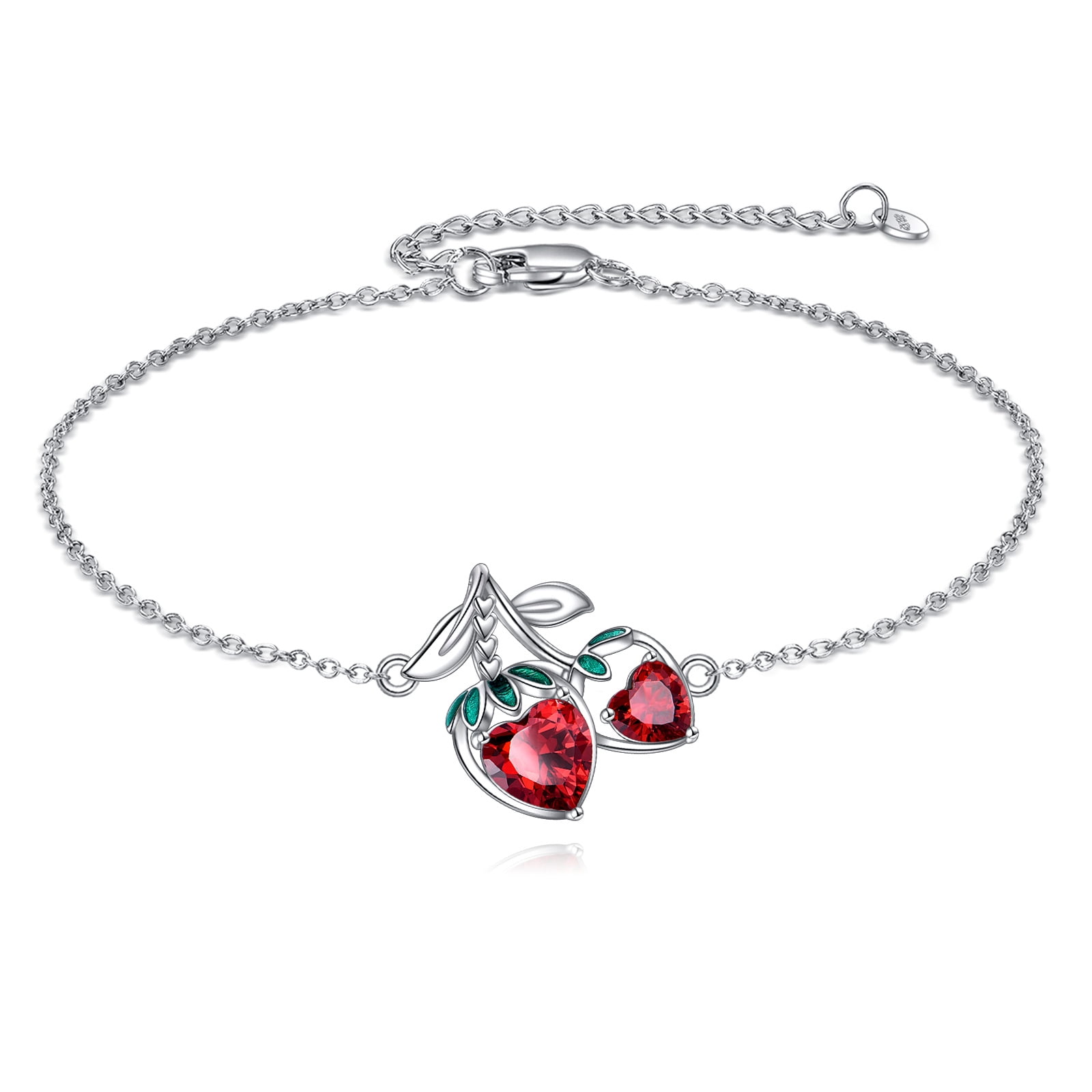 YAFEINI Strawberry Bracelet Sterling Silver Adjustable Chain Strawberry ...