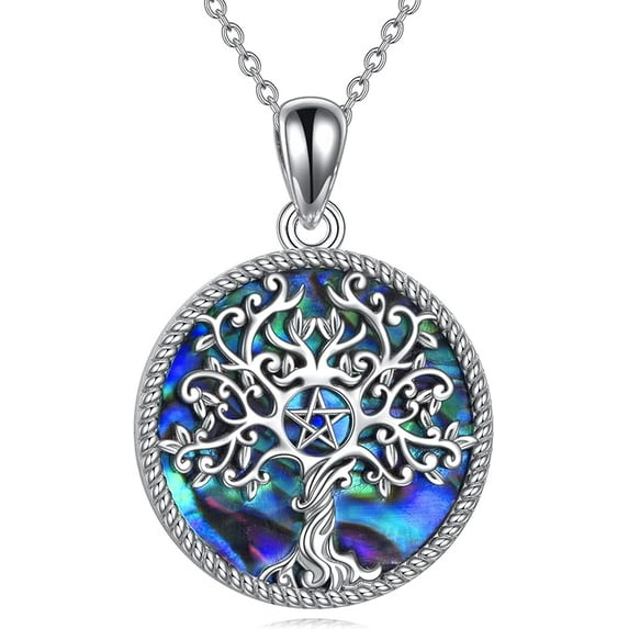 YAFEINI Tree of Life Necklace Sterling Silver Pentagram Pentacle Triple ...
