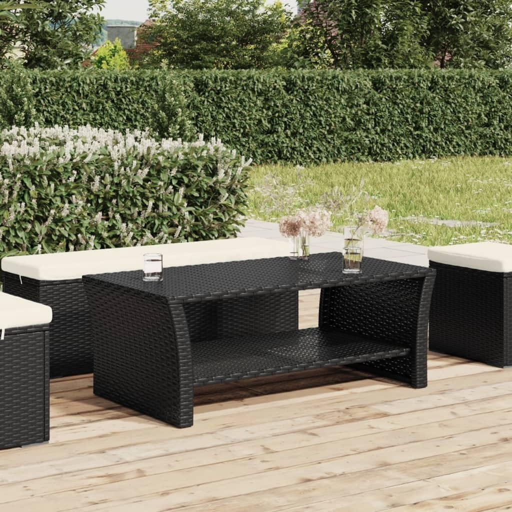 YAFF Coffee Table Black 39.4"x19.7"x15.7" Poly Rattan - Walmart.com