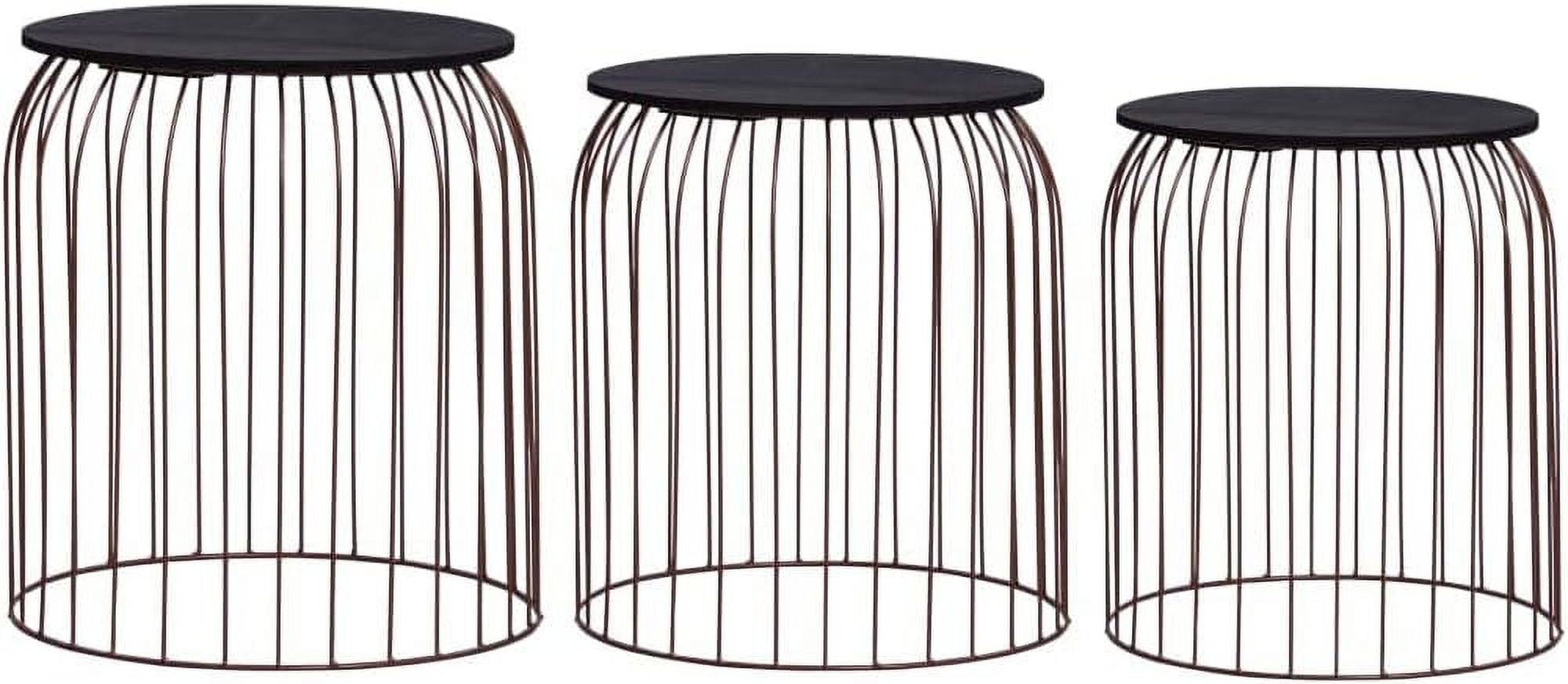 YAFF Coffee Tables 3 pcs Round Coffee Table Copper Frame Side End Table ...