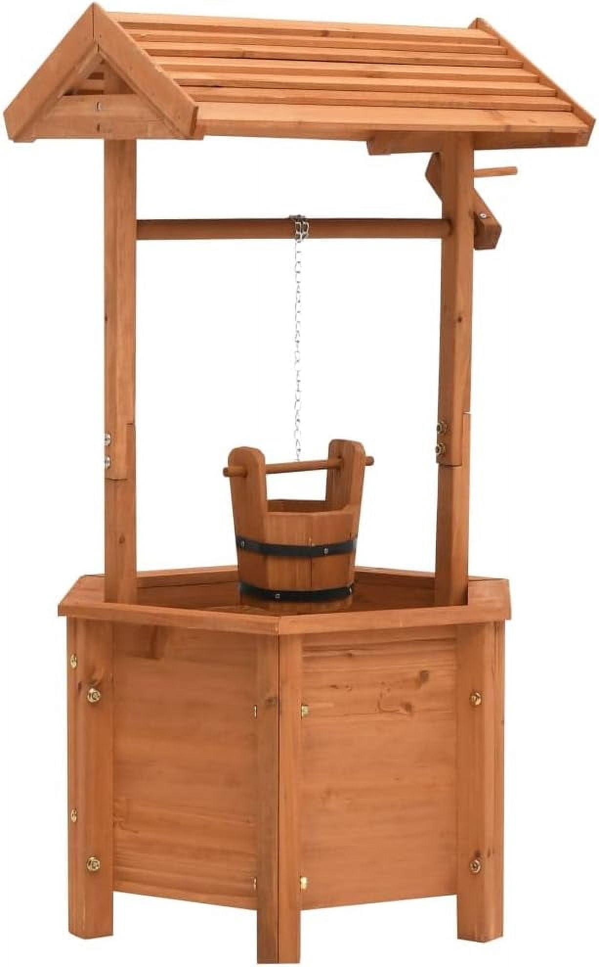 YAFF Garden Wishing Well Planter 15.7"x15.7"x33.1" FirwoodBrown ...