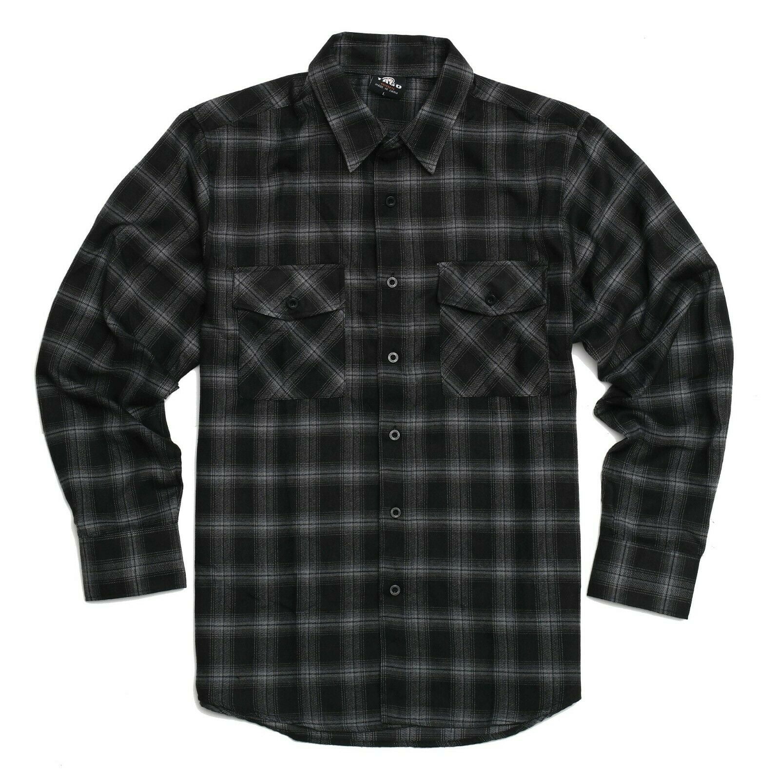 YAGO Men's Casual Plaid Flannel Long Sleeve Button Down Shirt Black/H1 ...