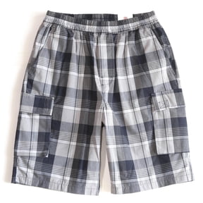 YAGO Men's Elastic Waist Drawstring Relaxed Fit Plaid Cargo Shorts ...