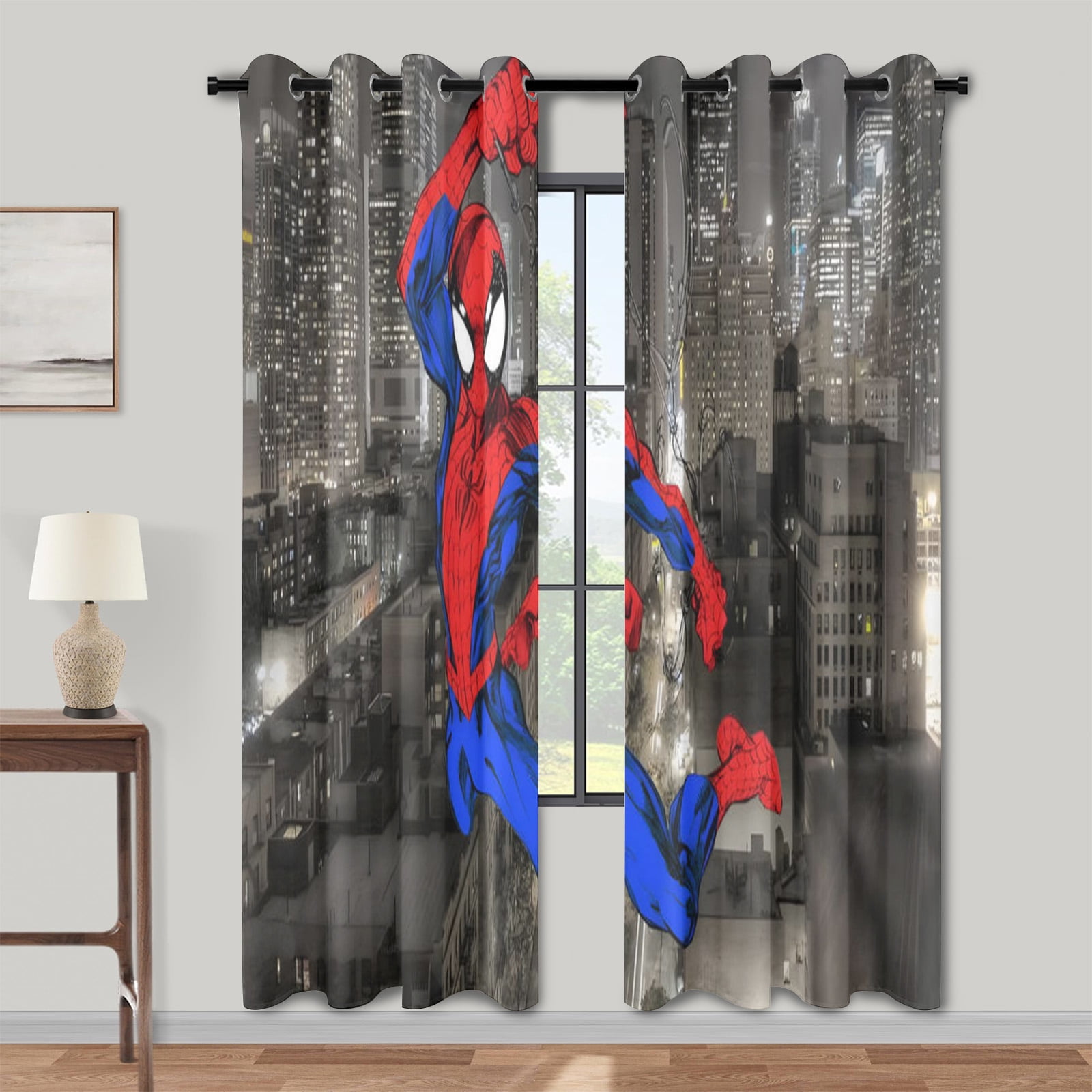 YAHAFEPY Cartoon Spider them Blackout Room Curtains 42Wx84H Cartoon ...