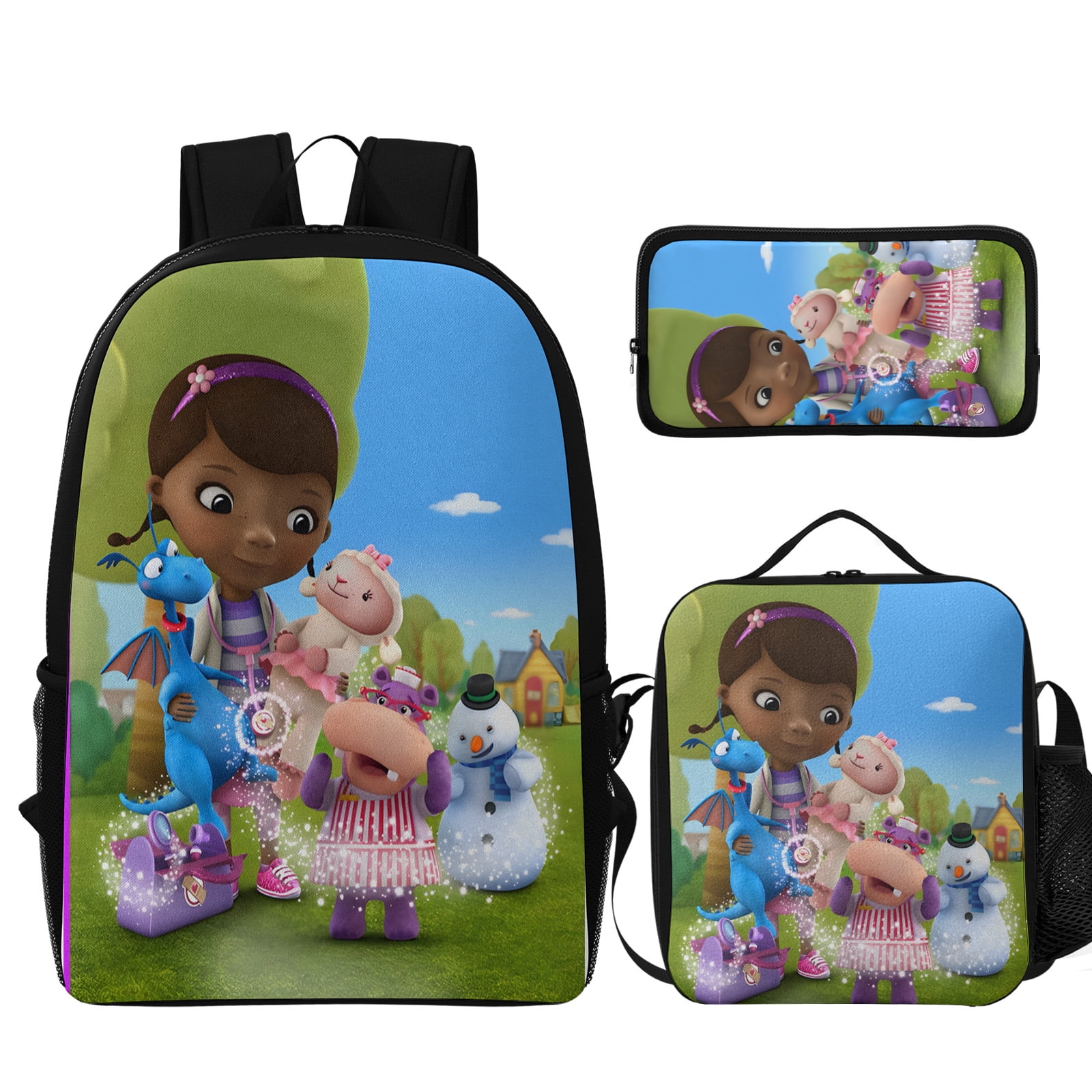 YAHAFEPY Doc Mcstufins Backpack, 3Pcs Anime Cartoon Backpack Cute ...