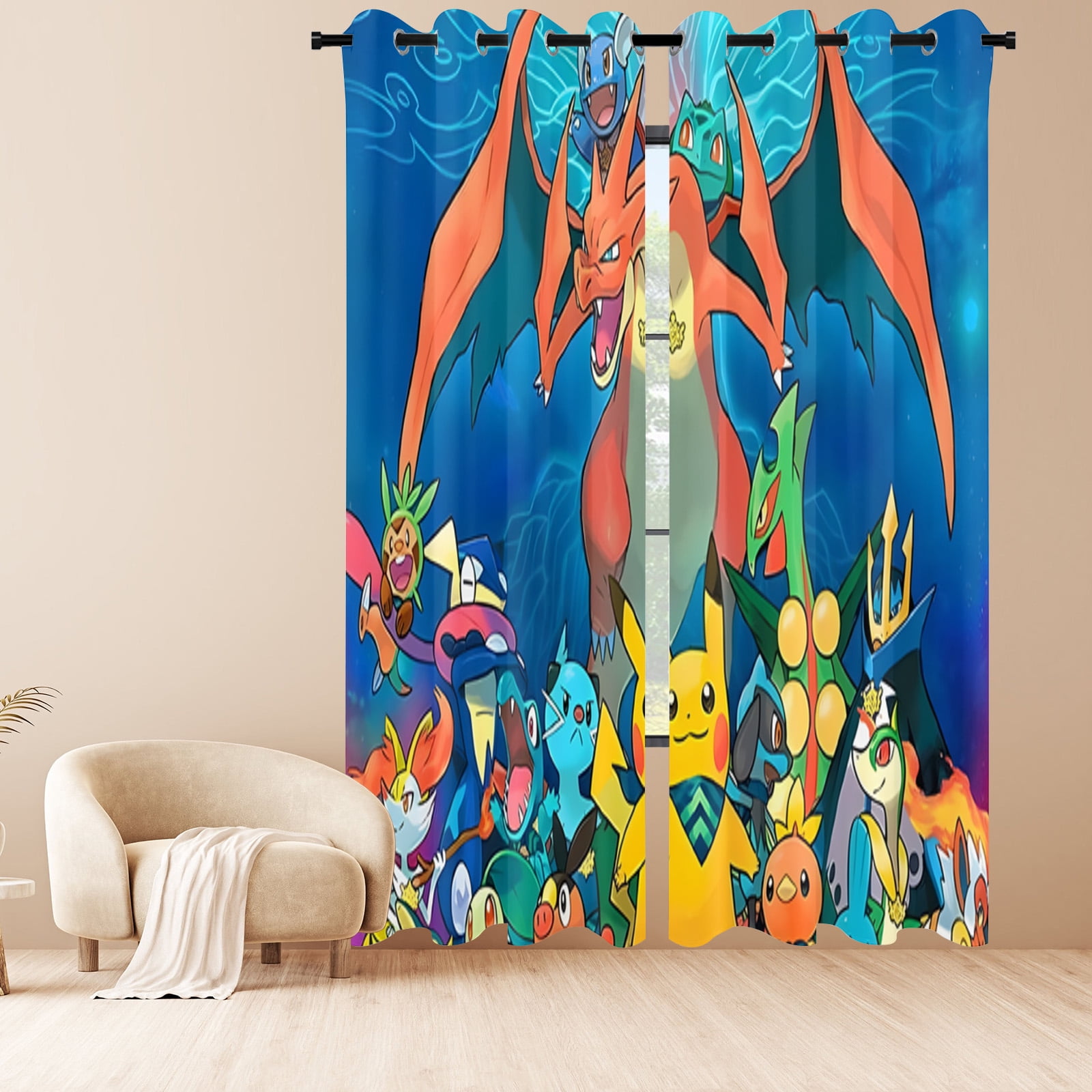 YAHAFEPY-Pokemon banner Blackout Room Curtains 63*42IN (Pack of 2 ...