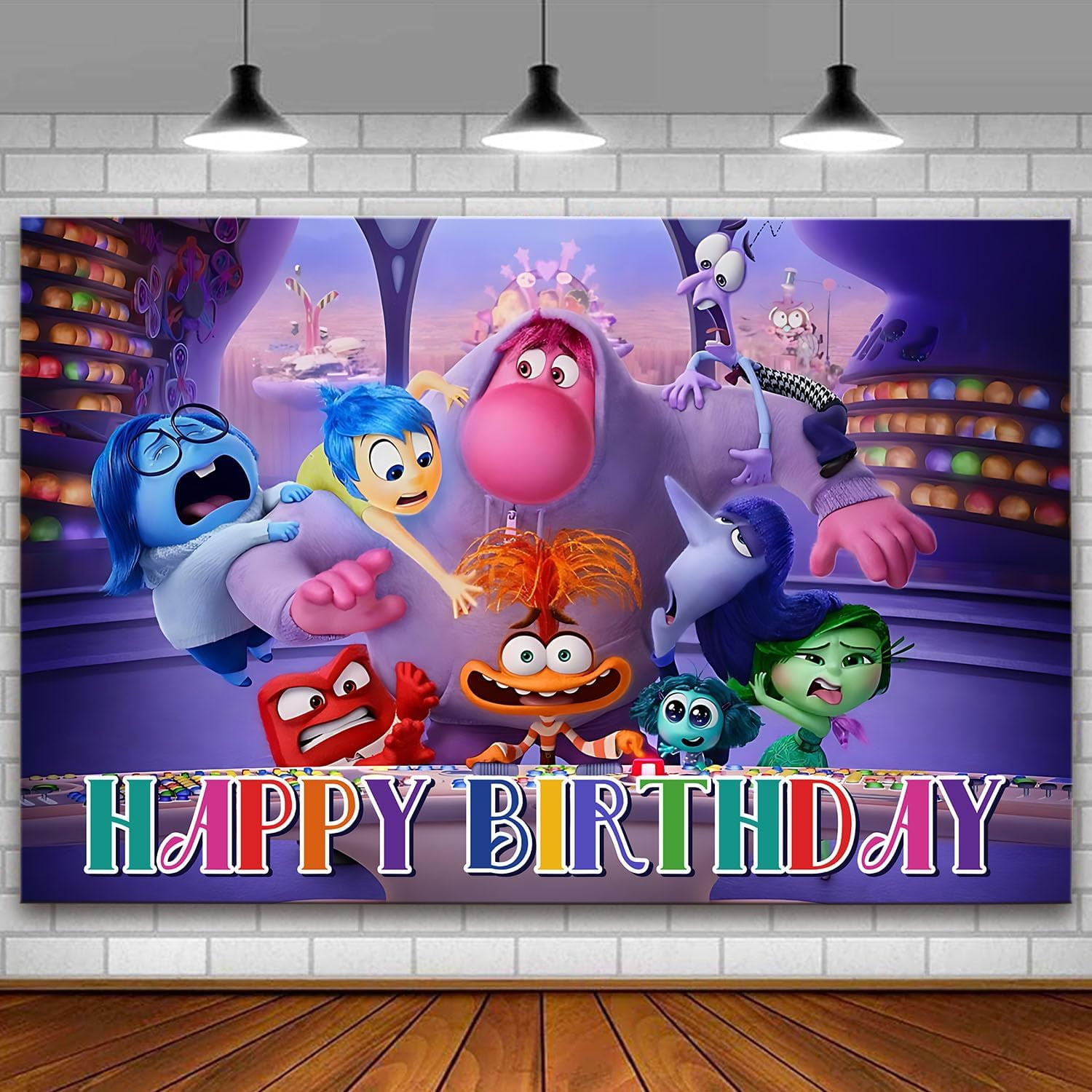 YAHAFEPY-inside Out 2 Birthday Party Decorations Banner Backdrop Happy ...