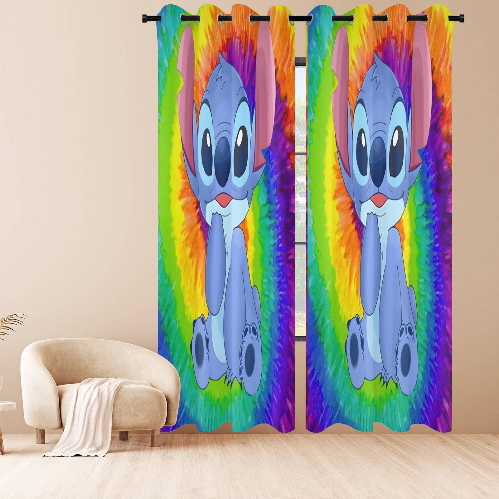 YAHAFEPY-stitch Blackout Room Curtains 63*42IN (Pack of 2) Cartoon ...