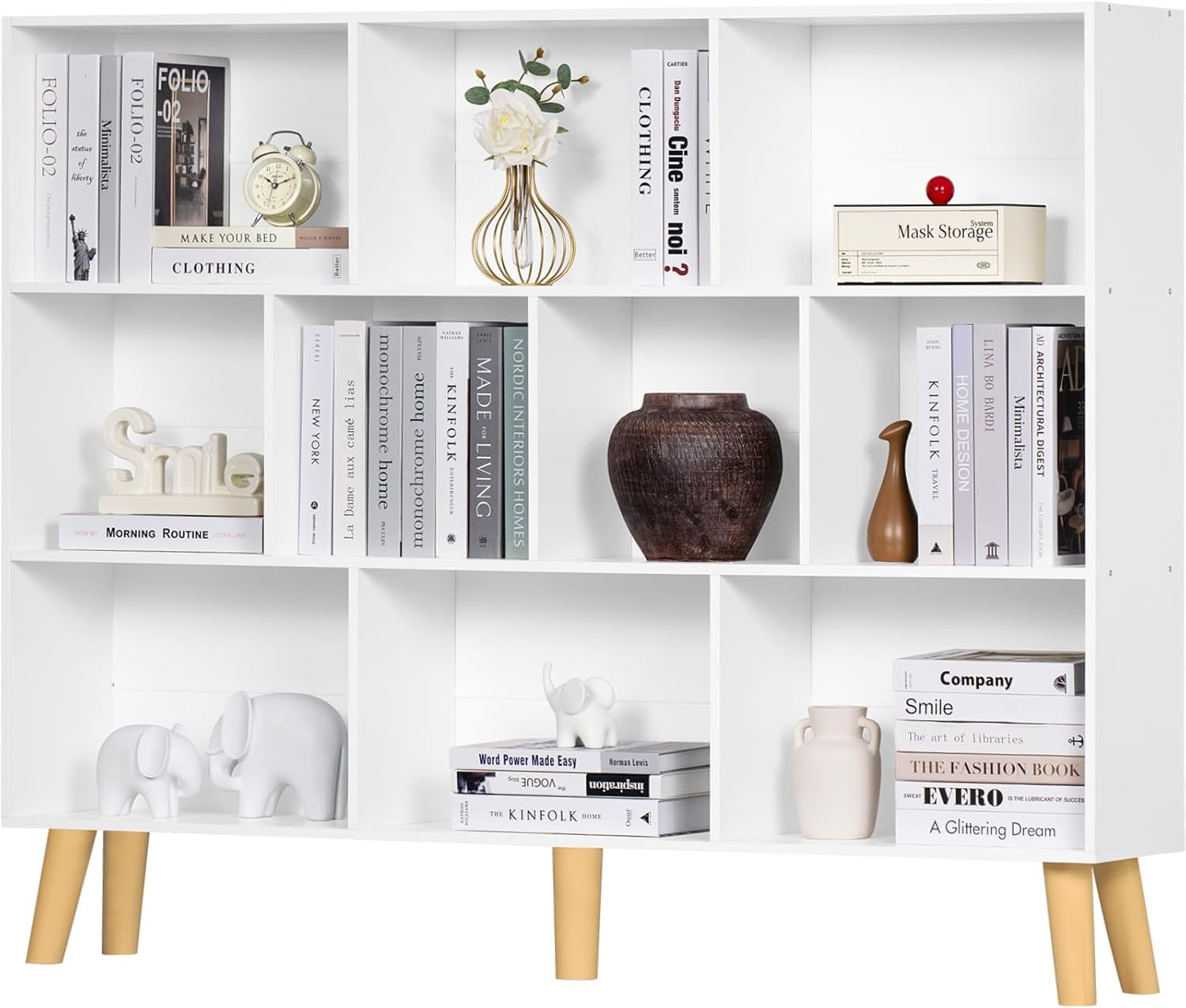 YAHARBO Bookshelf, Bookcase with Legs, Mid-Century Modern Bookshelves ...