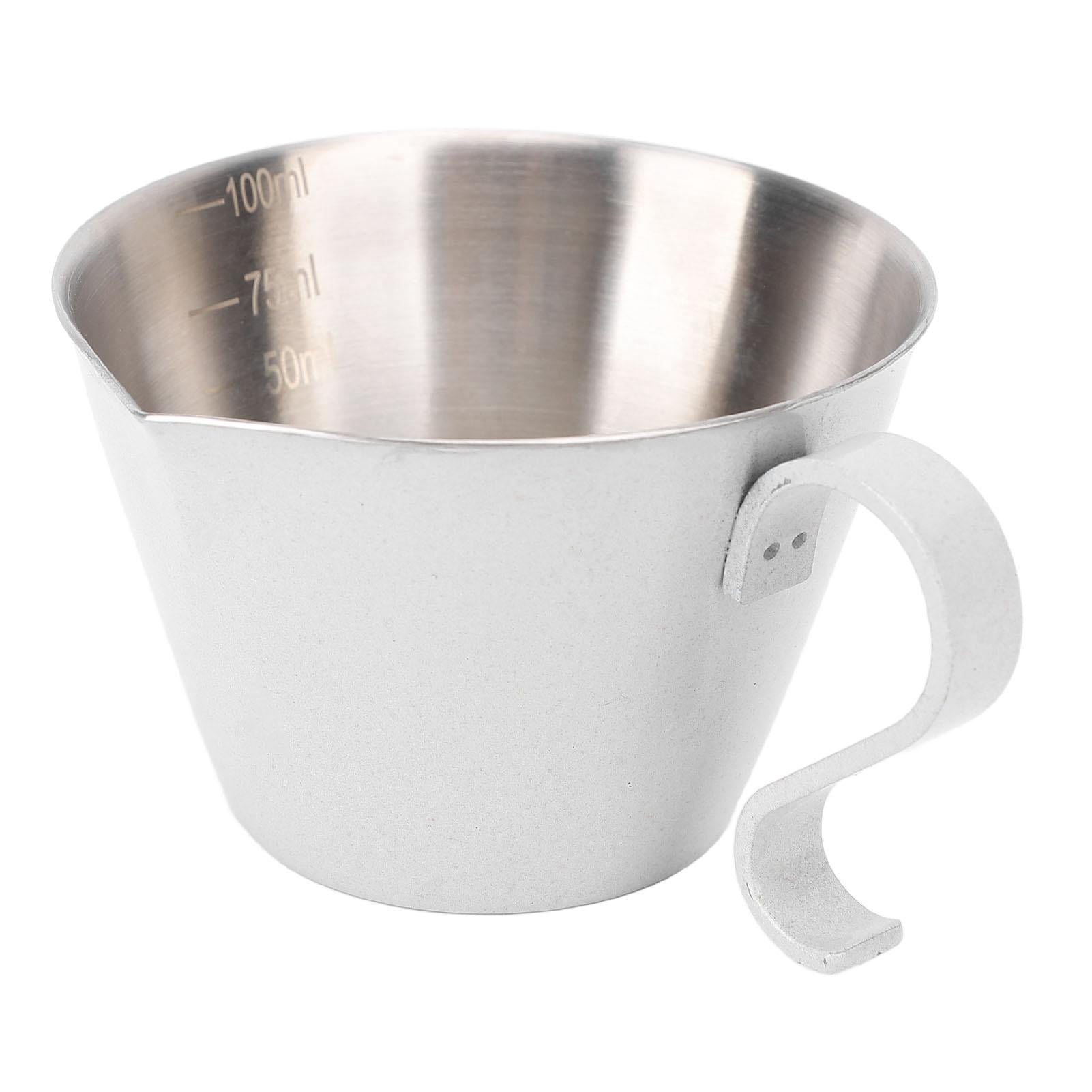 YAHHU 100 ML Stainless Steel Coffee Measuring Cup – V‑Shaped Spout, 304 ...
