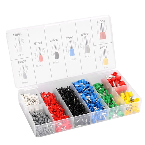 YAHHU 1200pcs Assorted E Tube Crimping Terminal Insulated Electrical ...