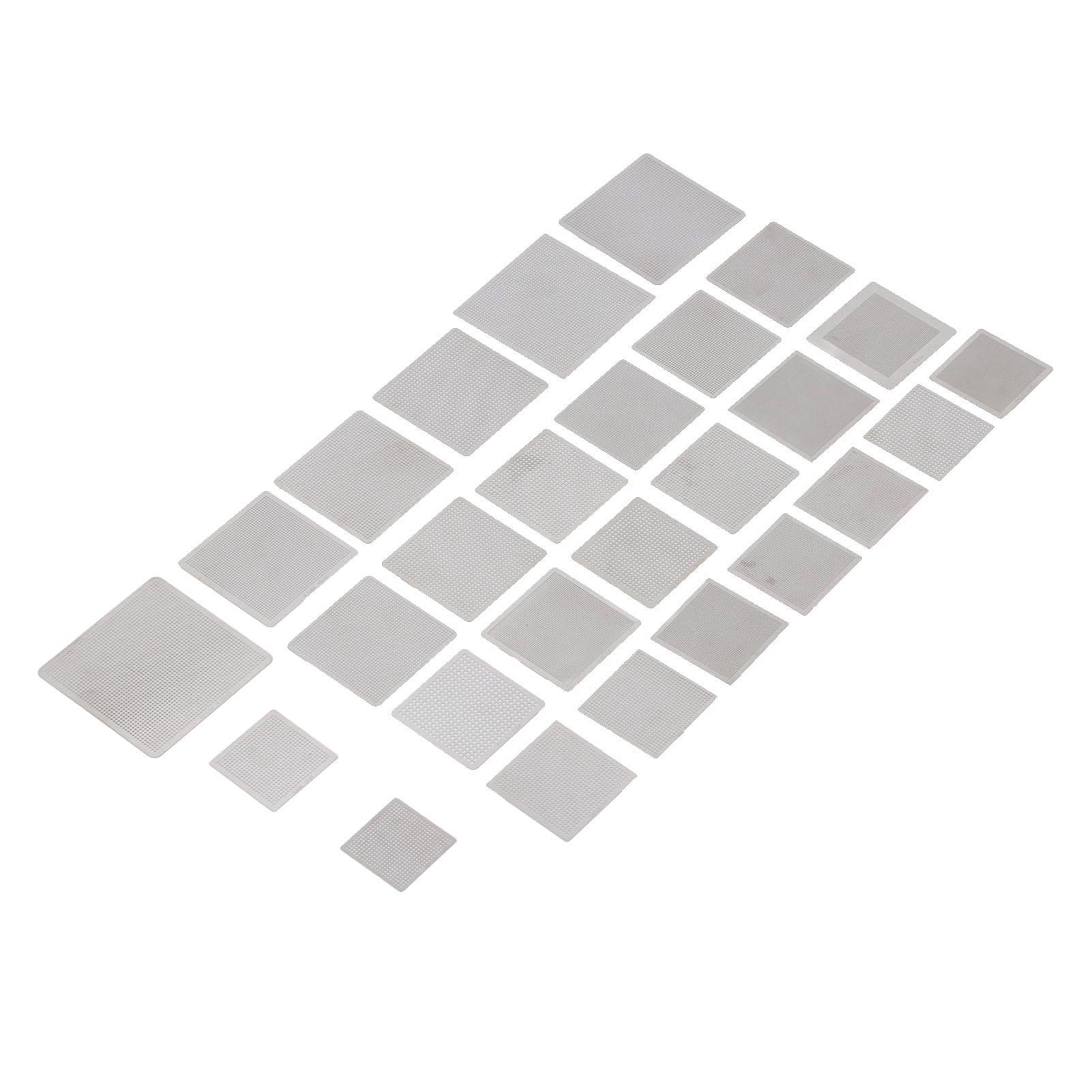 YAHHU 27‑Piece BGA Reballing Stencil Set – 304 Stainless Steel Mesh ...