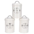 YAHHU 3-Piece Kitchen Storage Jars Set, Creamy White Iron Powdered ...