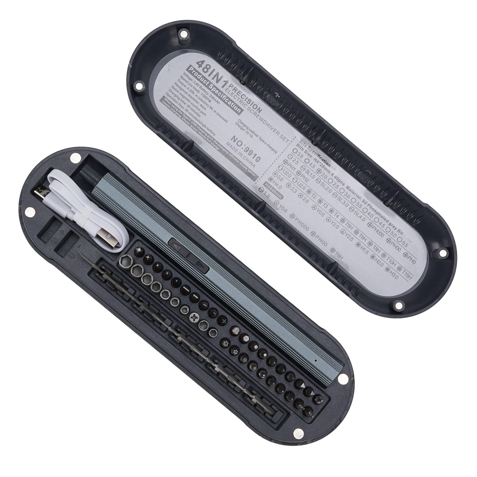 YAHHU 45‑Bit Cordless LED Electric Screwdriver Kit – 200 RPM, 320 mAh ...