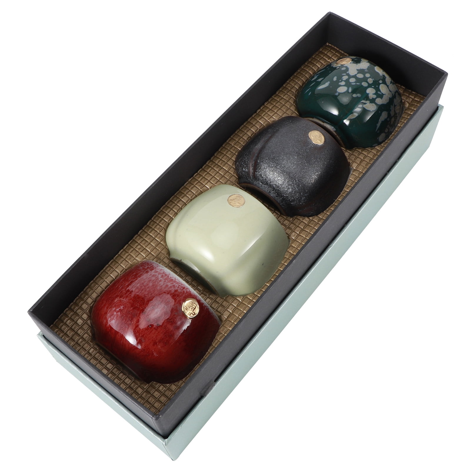 YAHHU 4pcs Retro Kiln Baked Tea Cup Set Japanese Style Ceramic Kung Fu ...