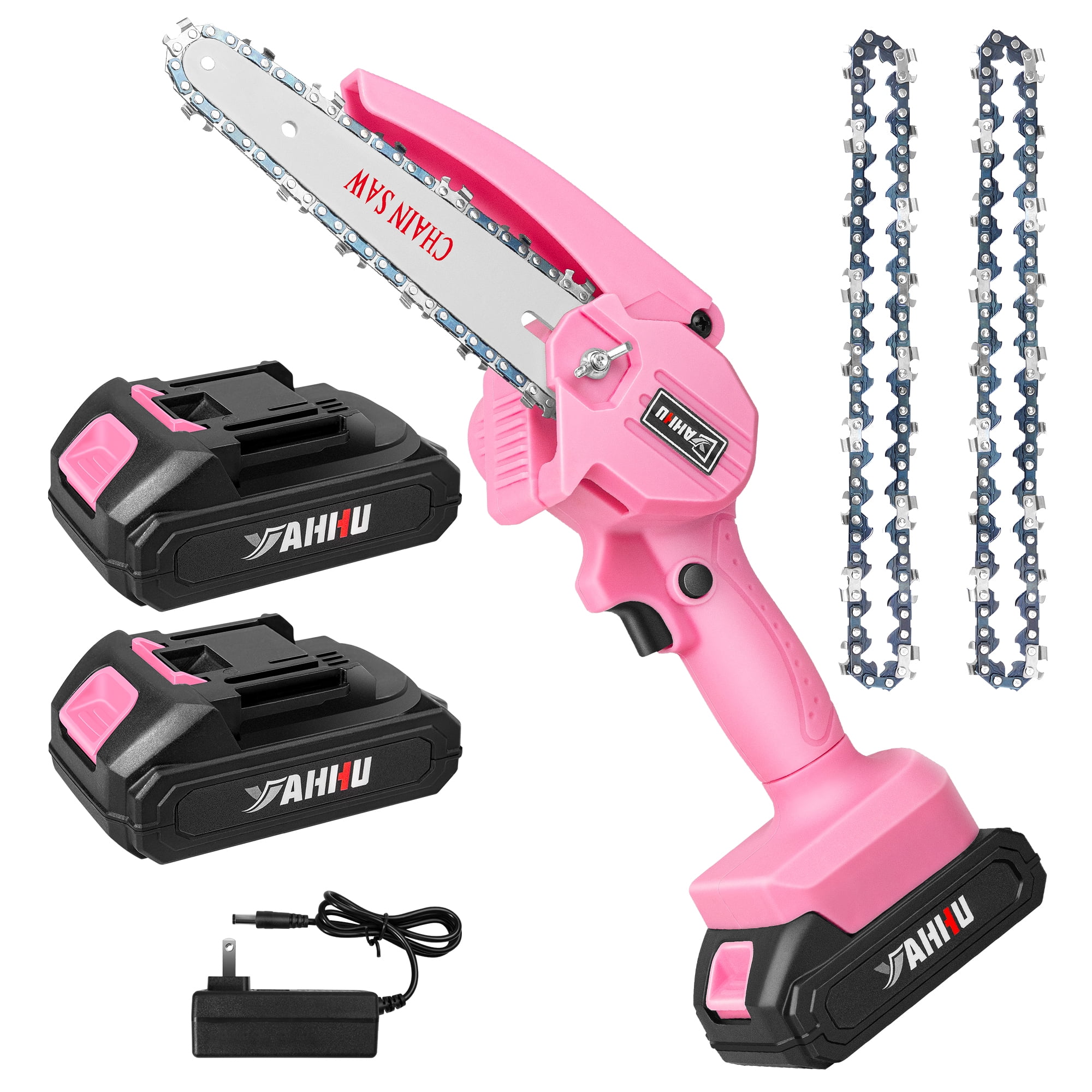 YAHHU 6 inch Lovely Pink Mini Chainsaw, Portable Electric Cordless ...
