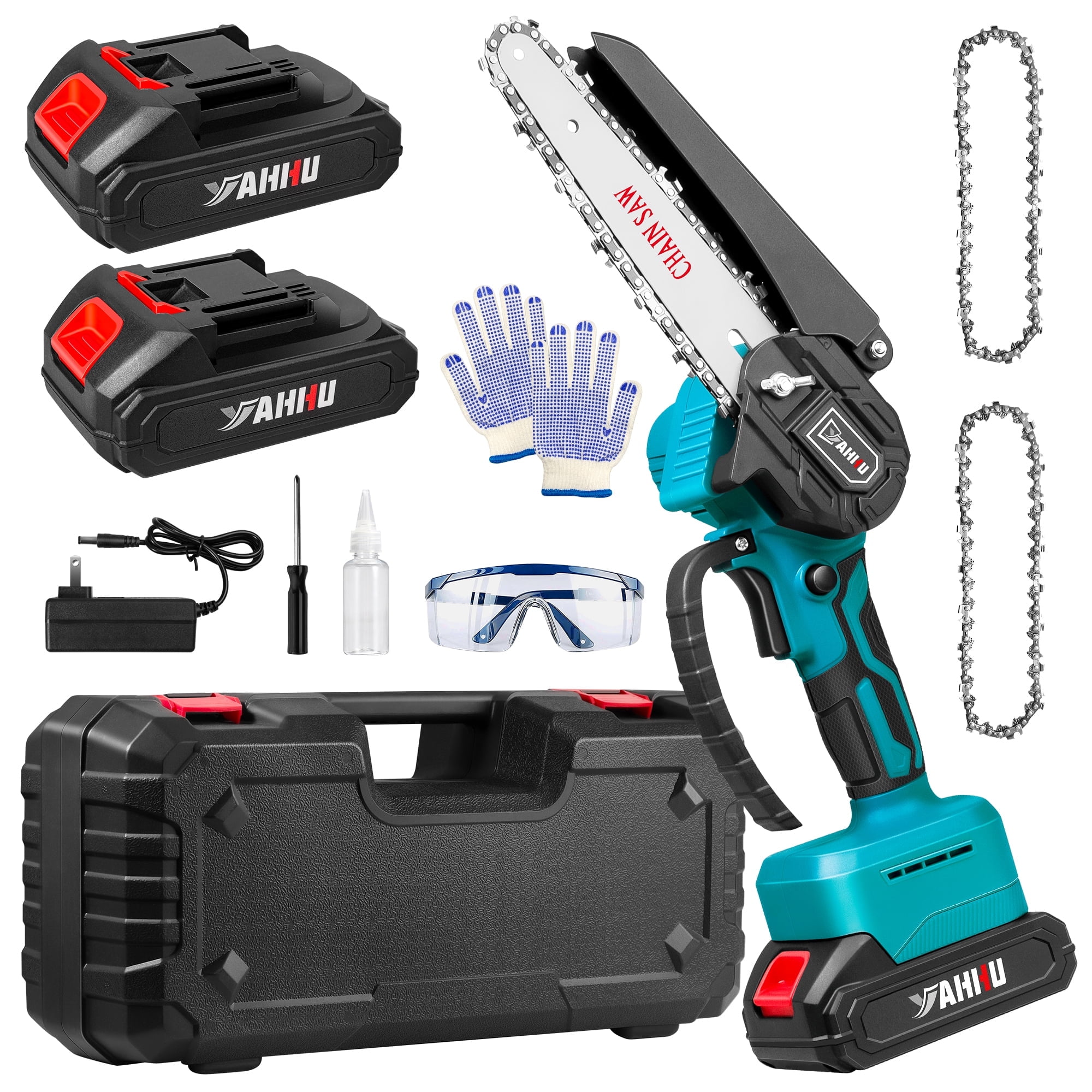 YAHHU 6 inch Mini Chainsaw, Portable Electric Cordless Chainsaw Set ...