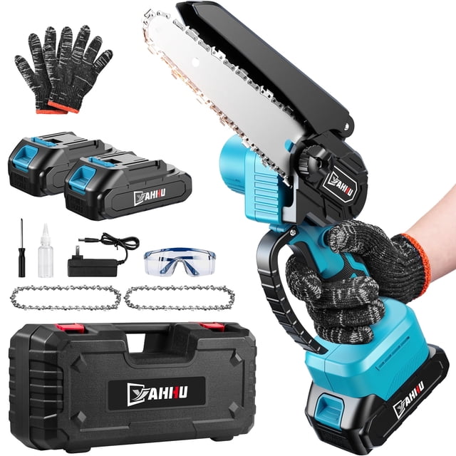YAHHU 6 inch Mini Chainsaw, Portable Electric Cordless Chainsaw Set ...