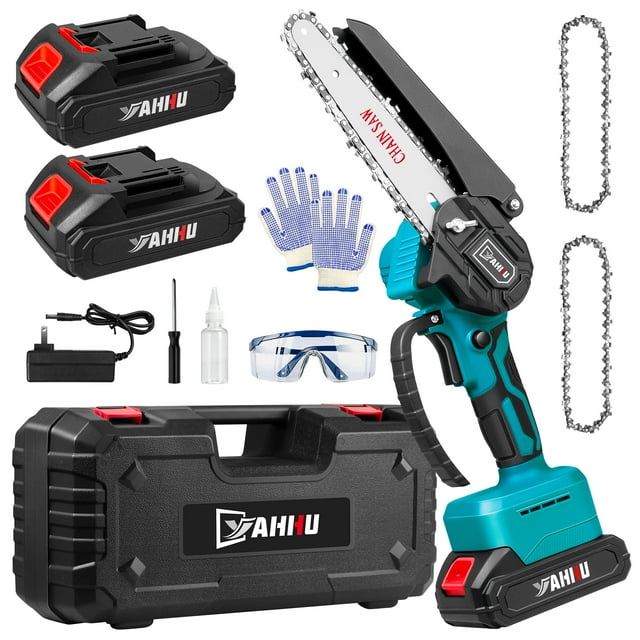 YAHHU 6 inch Mini Chainsaw, Portable Electric Cordless Chainsaw Set ...