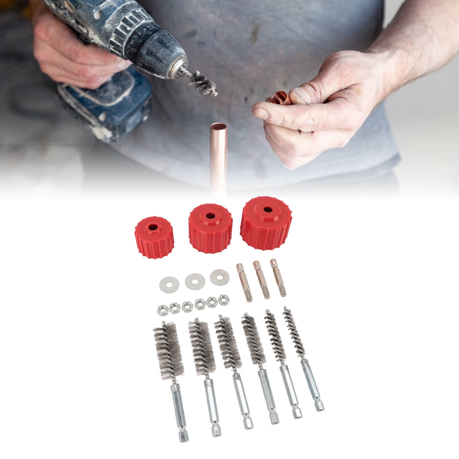 YAHHU Copper Pipe Cleaner Set – 1/2, 3/4 & 1” Tube Cleaning Brush with ...