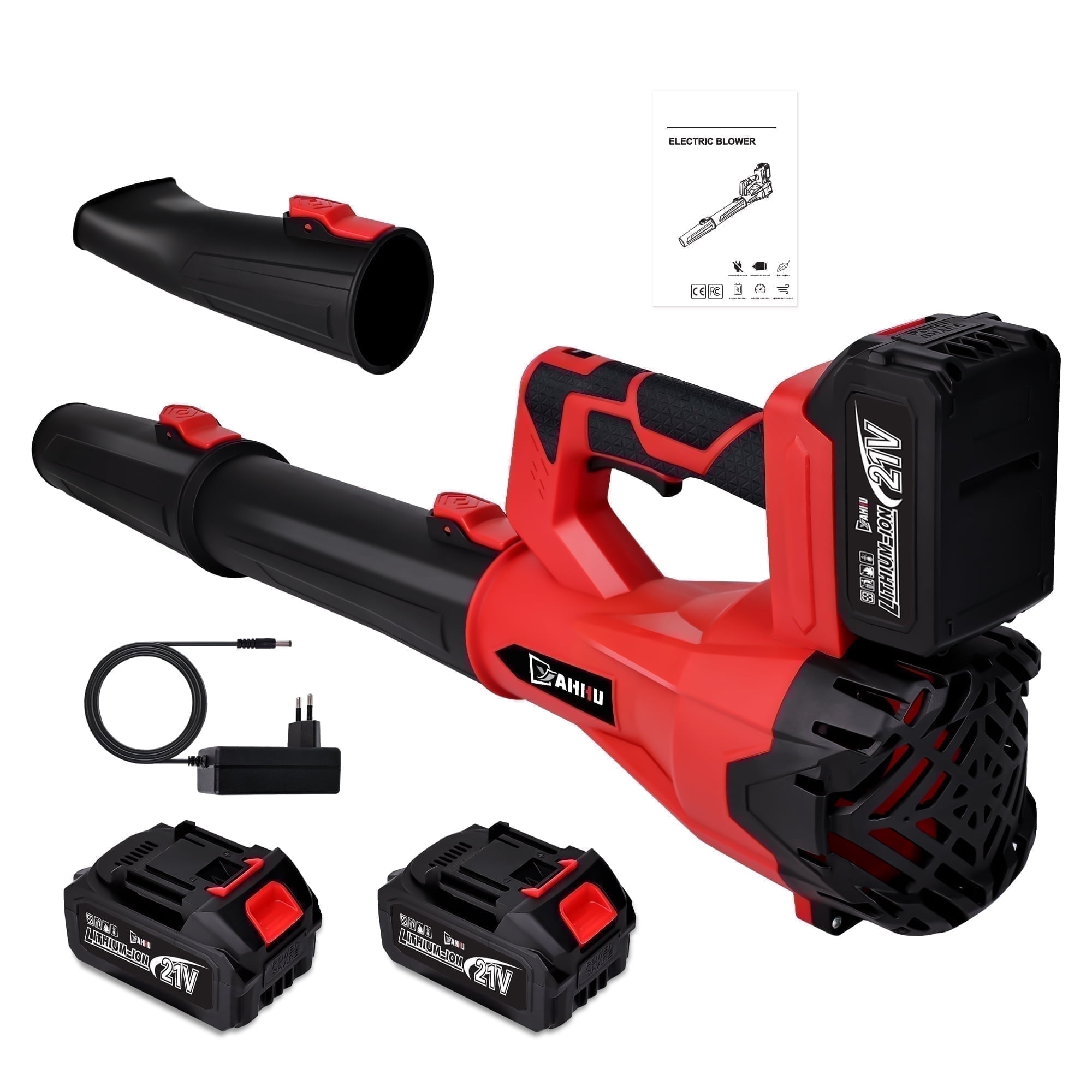 YAHHU Cordless Electric Leaf Blower, 480 CFM, 160 MPH, 6-Speed, 2 ...