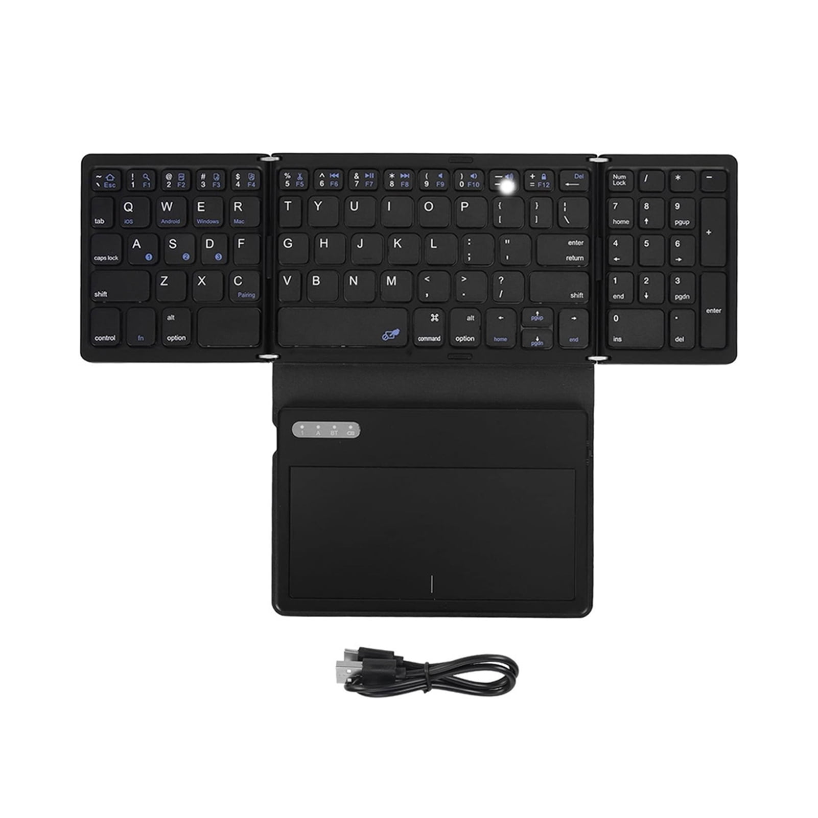 YAHHU Foldable Compact Keyboard Portable BT Keyboard with Large ...