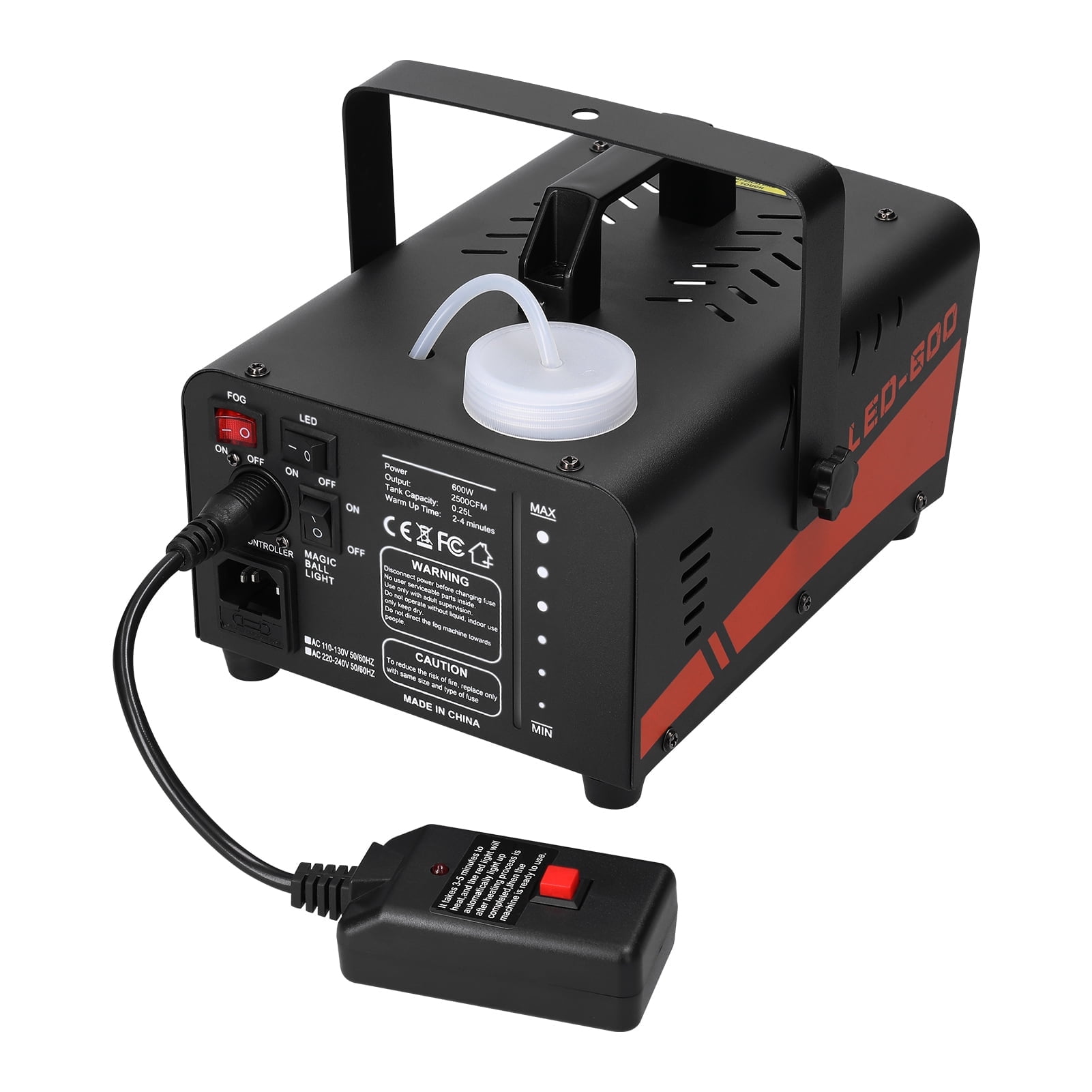 YAHHU 600W Fog Machine - 250ml Tank, 8 LED Lights , Dual Control ...