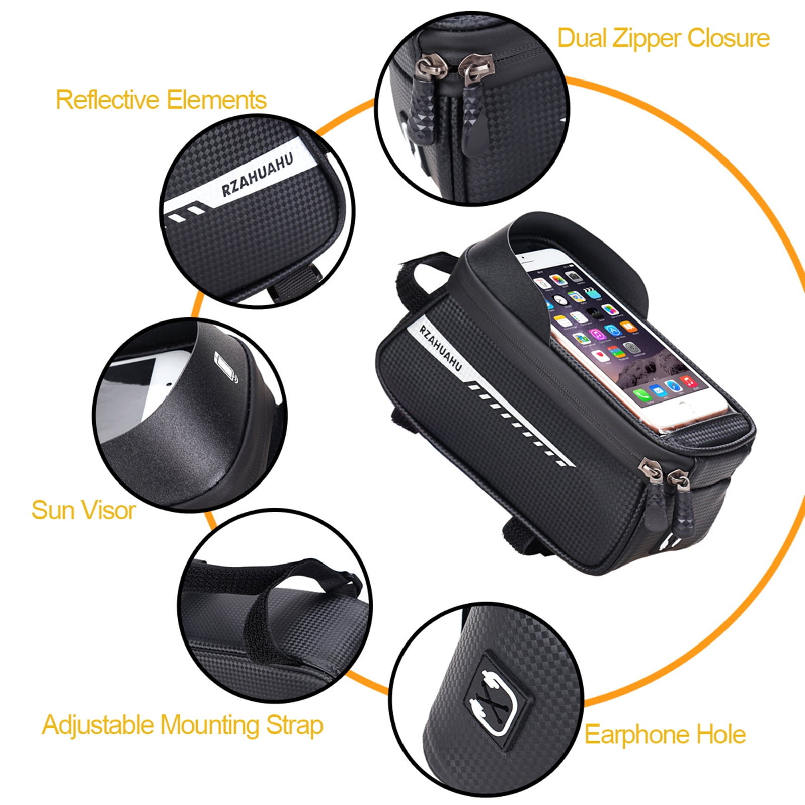 YAHHU Waterproof Bicycle Phone Mount Front Frame Top Tube Bag with ...