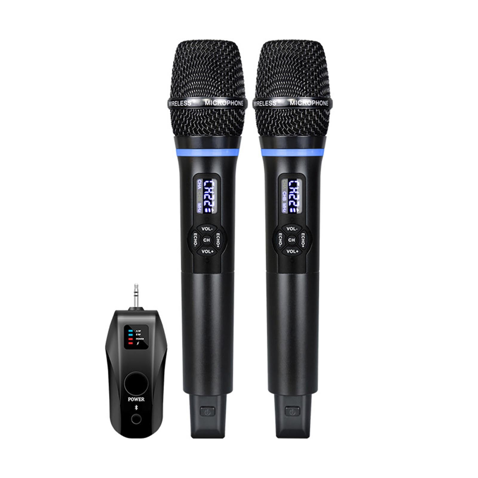 YAHHU Wireless Microphone System Receiver with 2 Handheld Mics UHF Anti ...