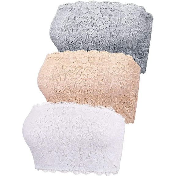 Abomasnow Women's Floral Lace Bralette Bandeau Bra Wirefree Strapless ...