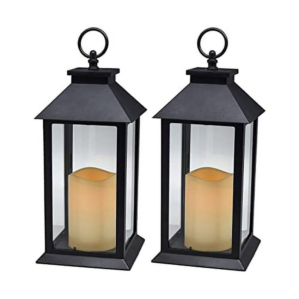 YAKii Hanging Glass Panes Lantern Portable Led Candle Light Operated by ...