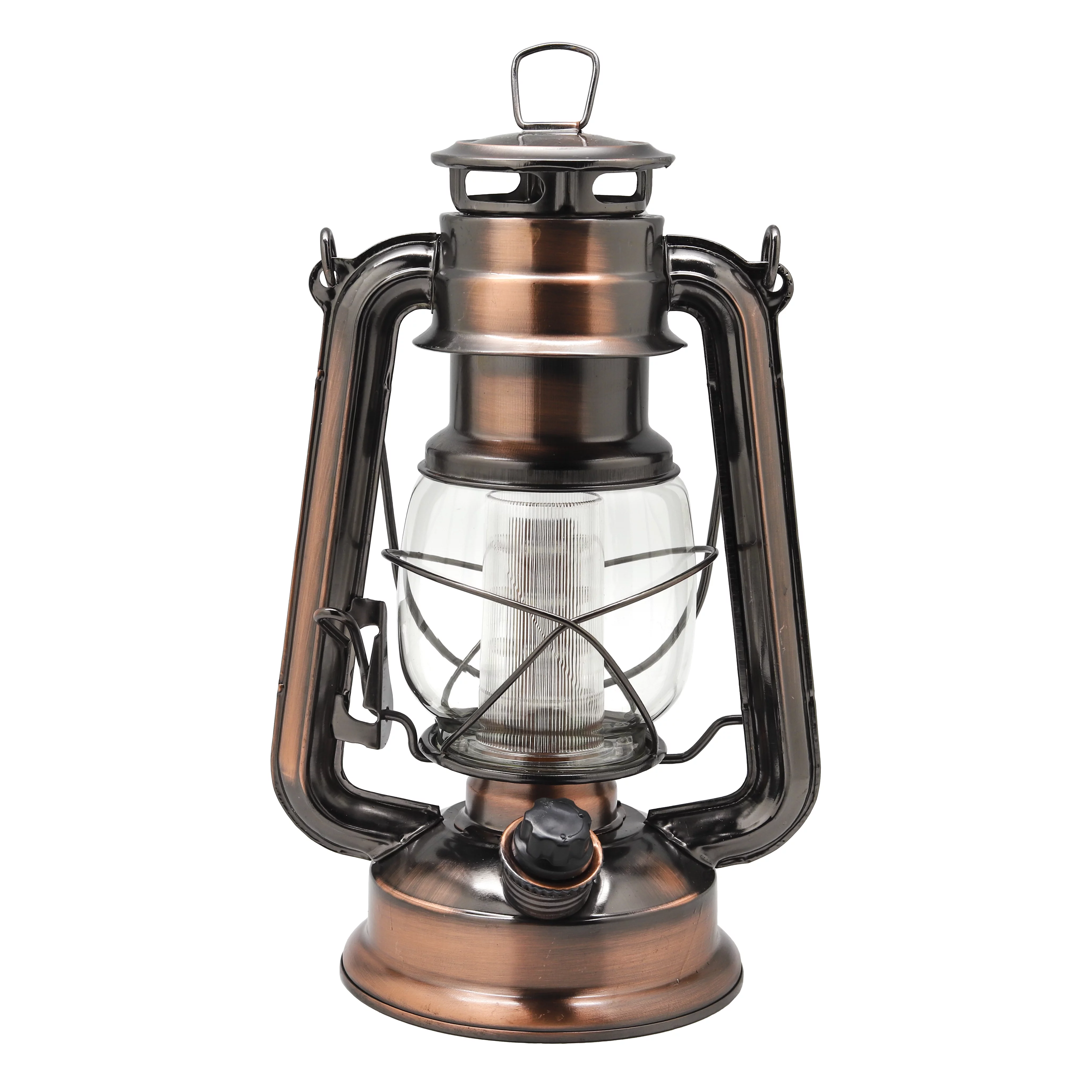 YAKii Vintage 12-LED Metal Lantern, Copper - Dimmer Switch, Battery ...