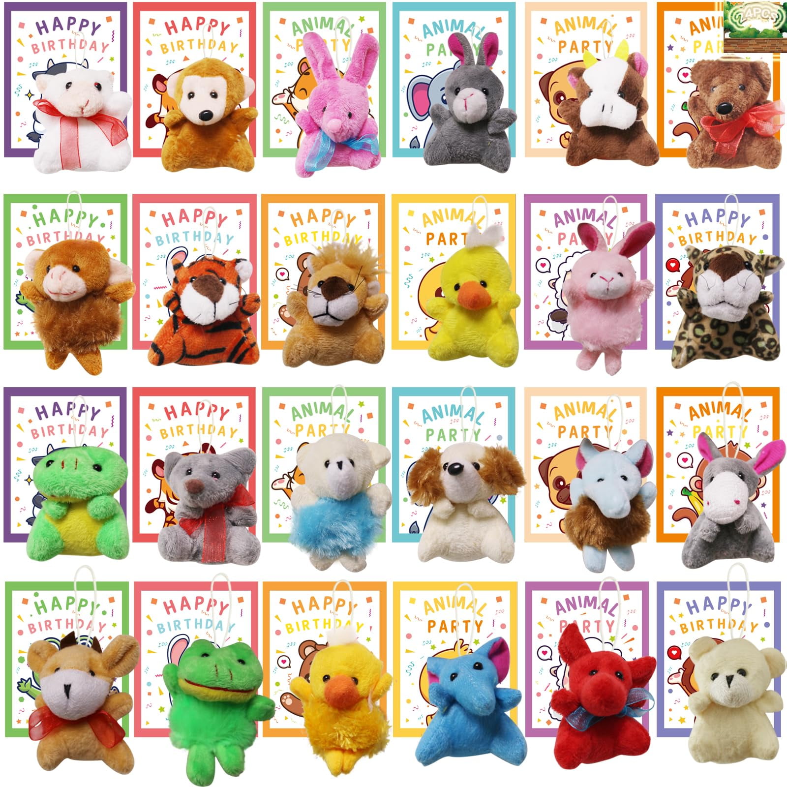 YALARY 48 Pack Mini Animal Plush Toy Party Favor Stuffed Toy Card Small ...
