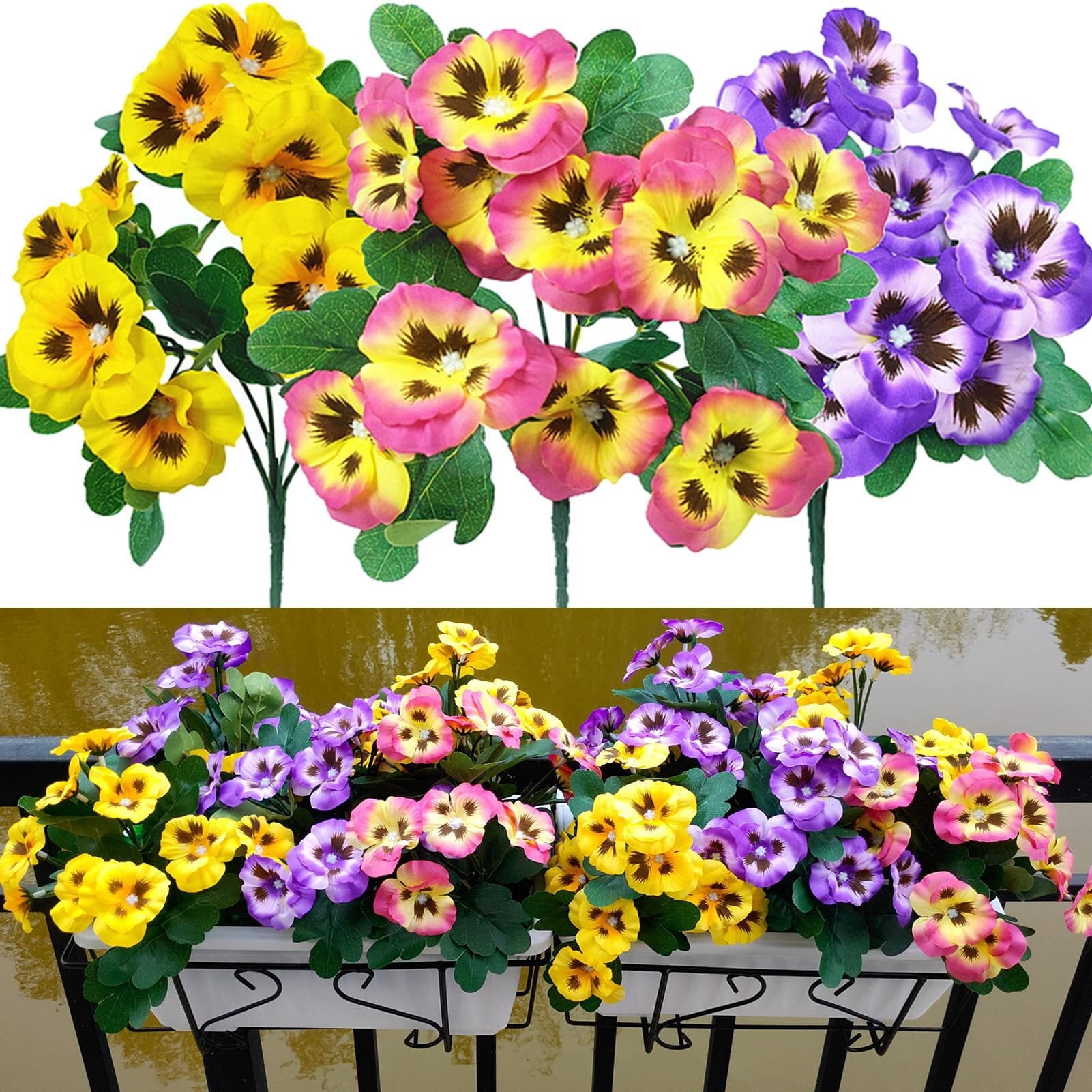 YALI Fake Flowers-13in Pansy Small Wild Flower Artificial Plants ...