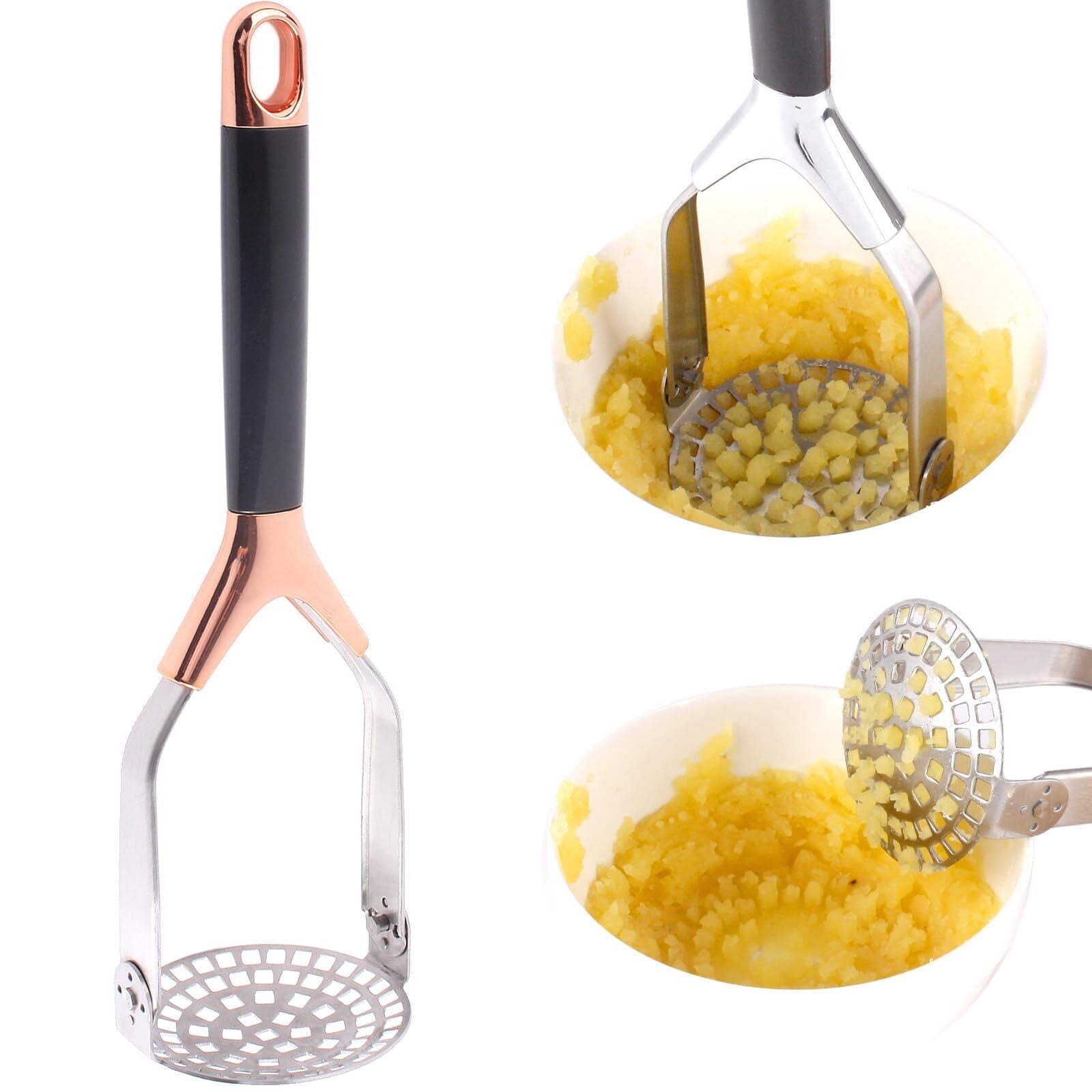 YALI Potato Masher, Stainless Steel Mashed Potato Masher, Heavy Duty ...
