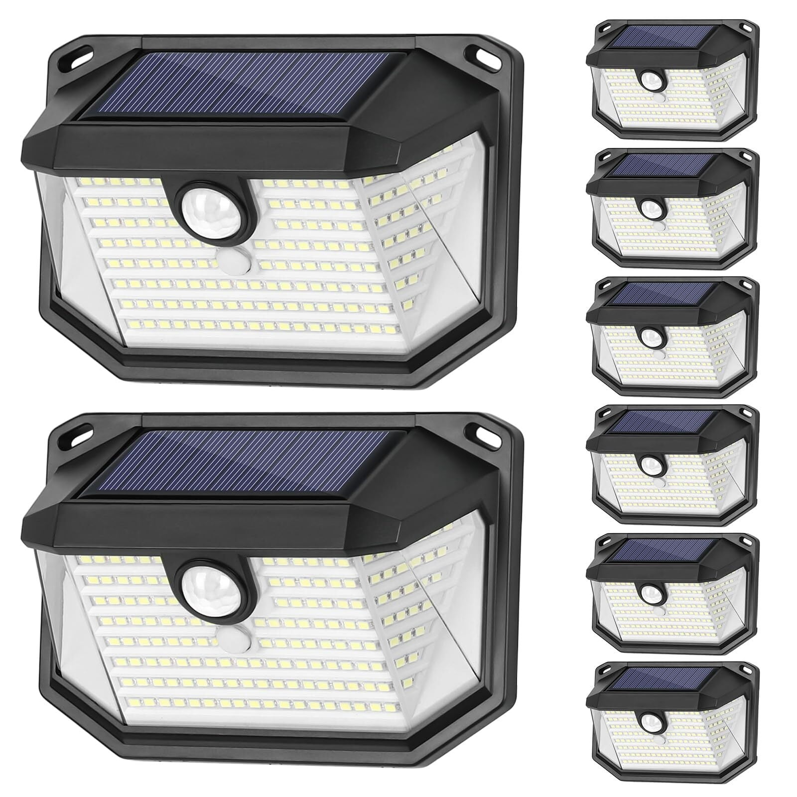 YALI Solar Outdoor Lights, 2-Pack Super Bright 178 LEDs Motion Sensor Wall Light with 270° Wide ...