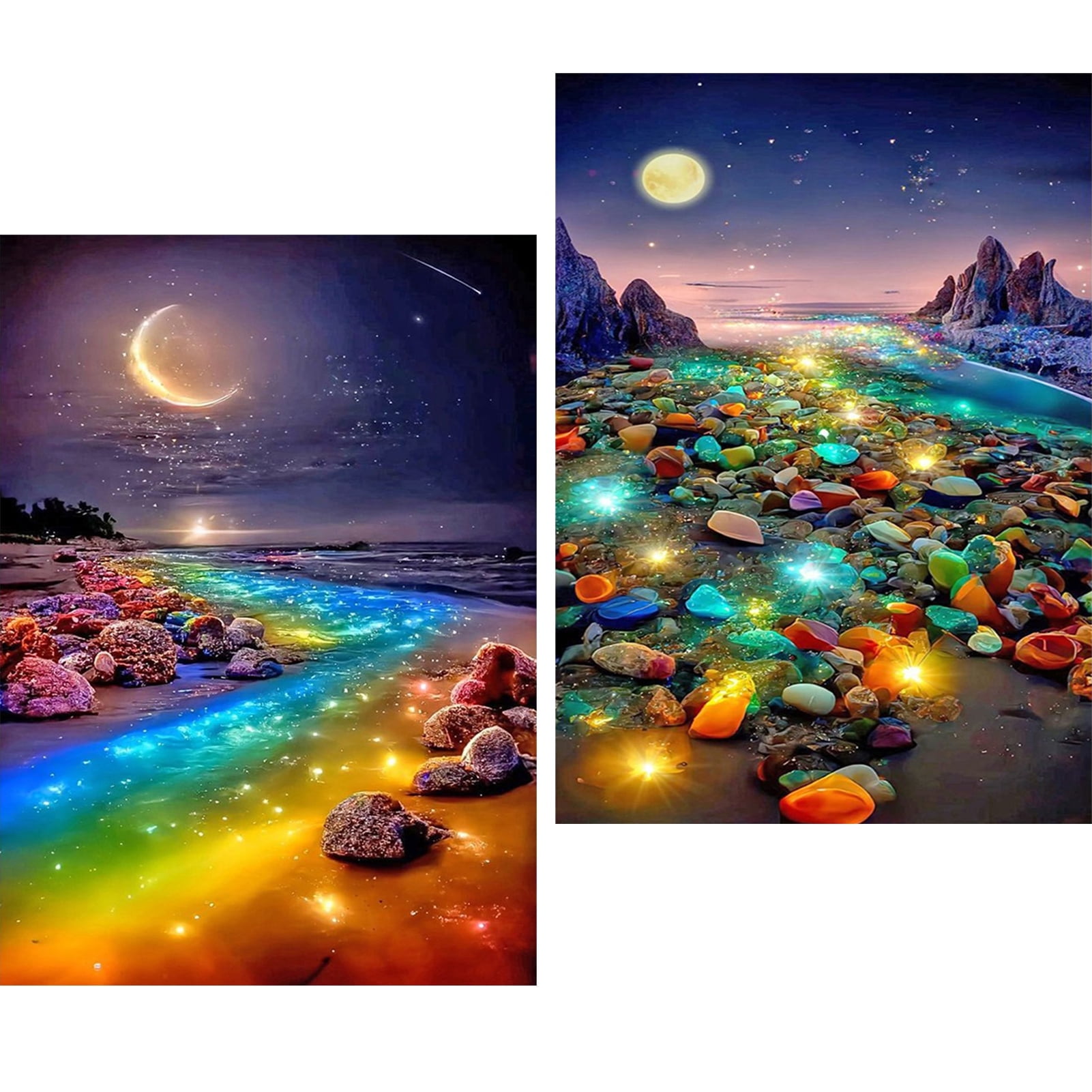 YALKIN 5D Diamond Painting Kits, Full Round Drill, Sun Moon Scenery ...