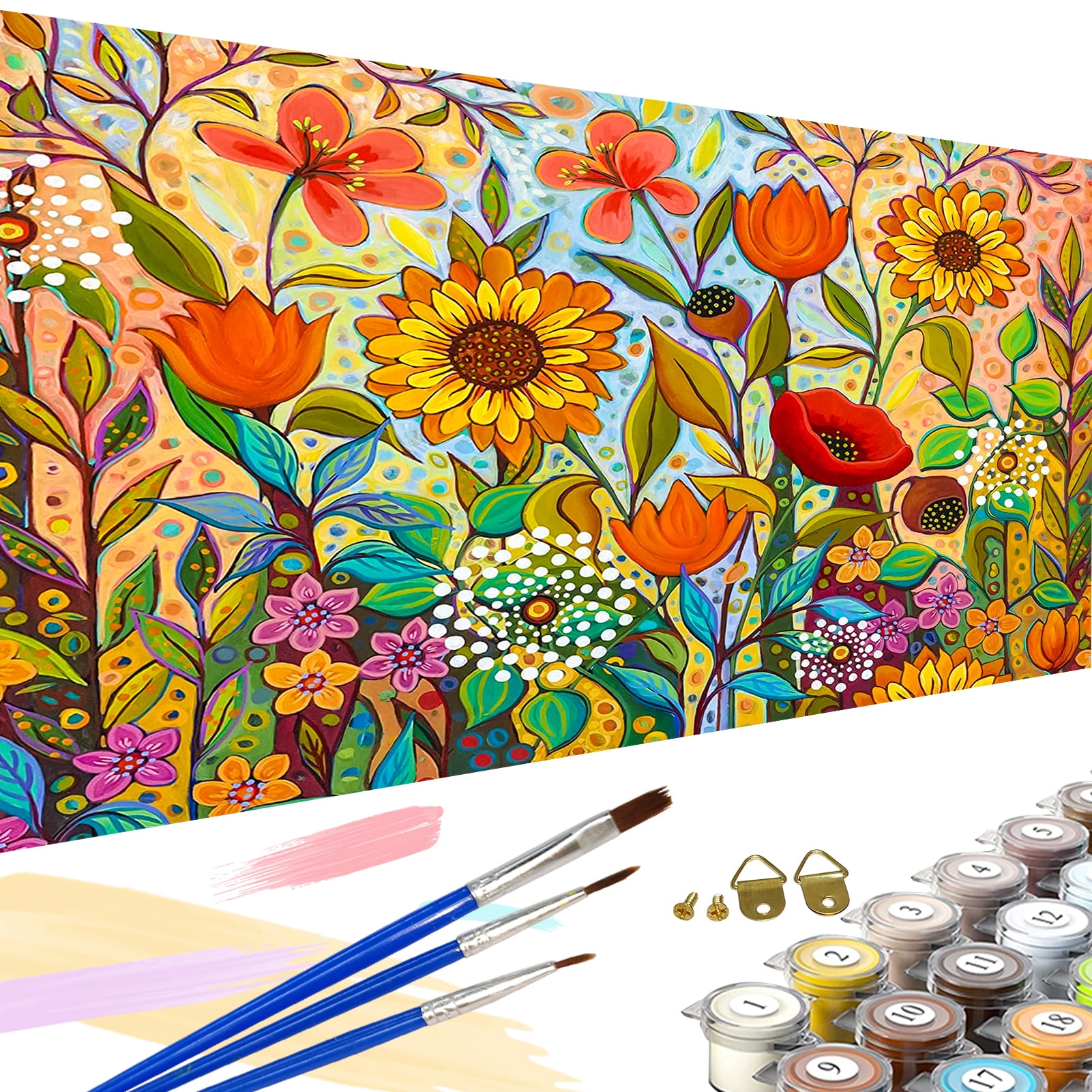 YALKIN Large Flower Painting by Numbers for Adults Canvas Art DIY ...