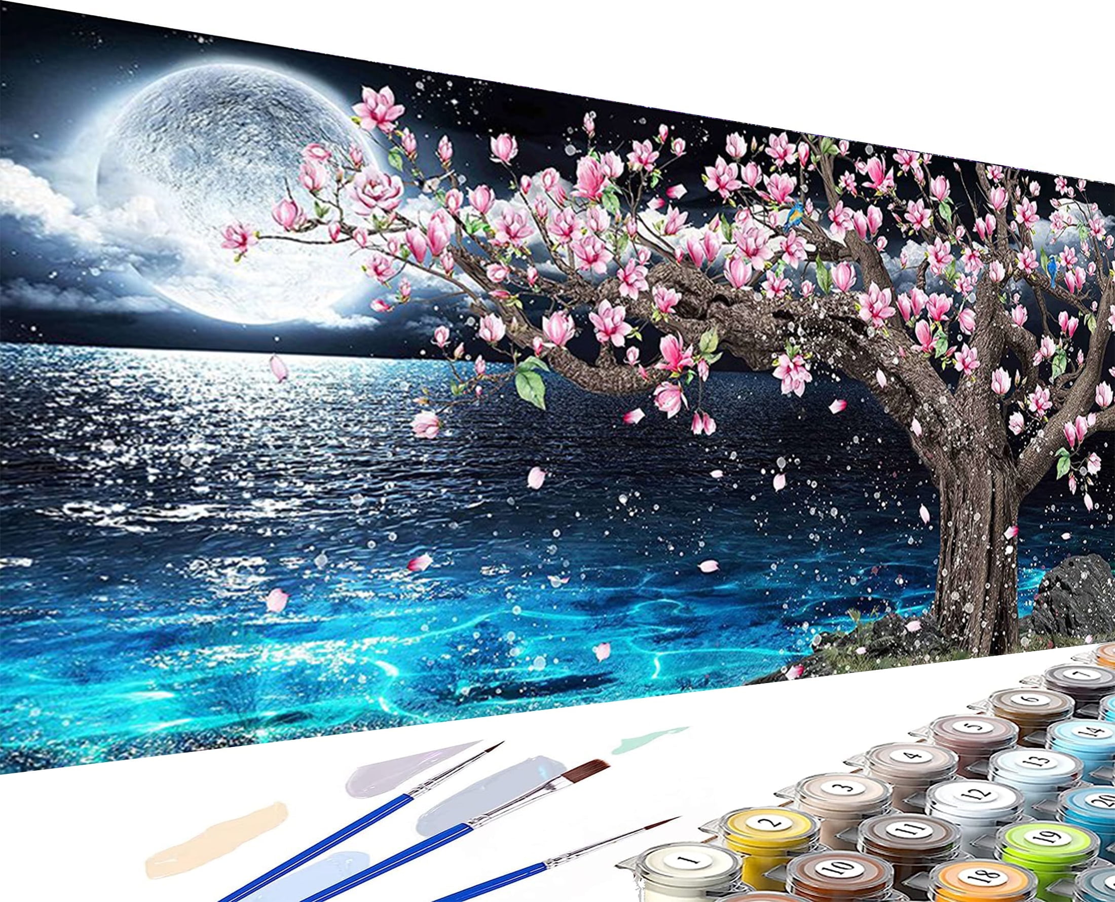 YALKIN Moon Tree Large Painting by Numbers for Adults Canvas Art DIY ...