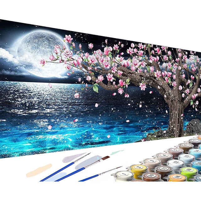 YALKIN Moon Tree Large Painting by Numbers for Adults Canvas Art DIY ...