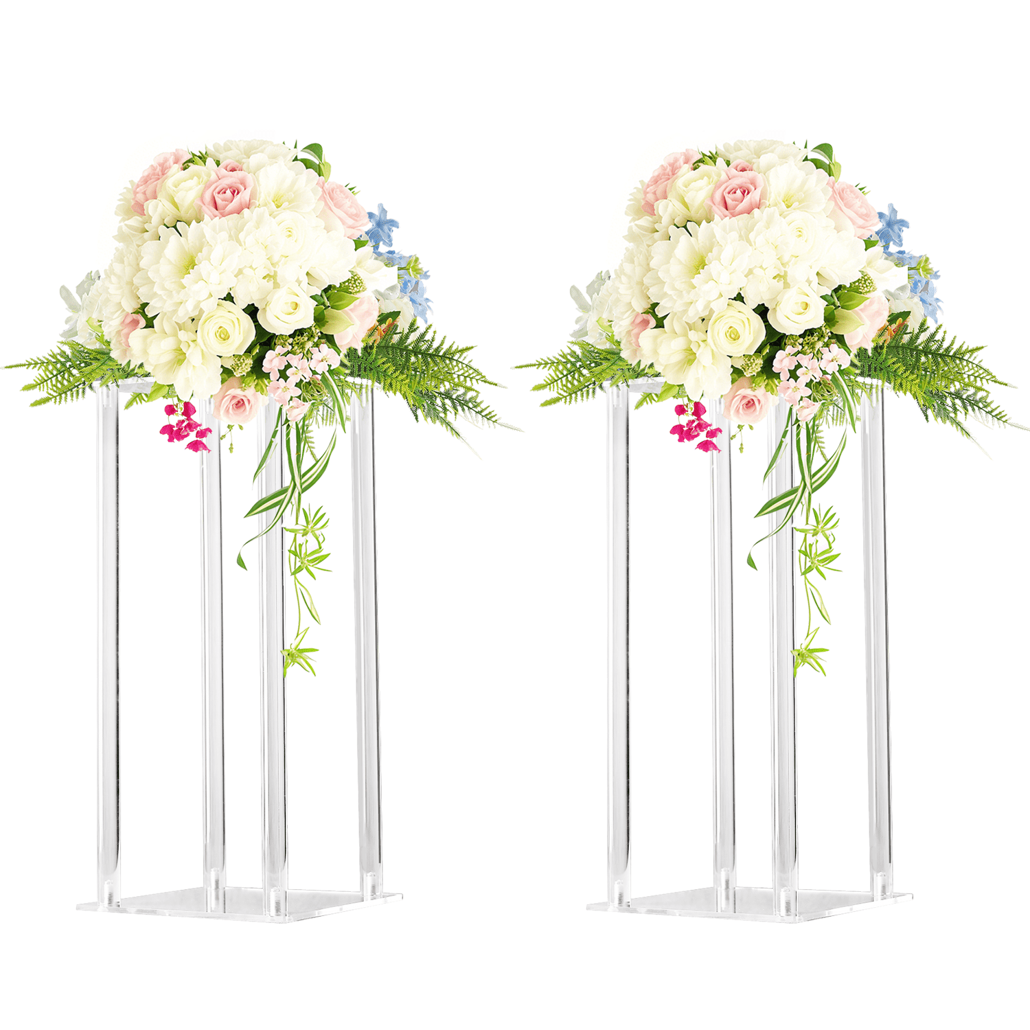 Free Shipping! YALLOVE Acrylic Flower Stand, Set of 2 Clear Pedestal ...