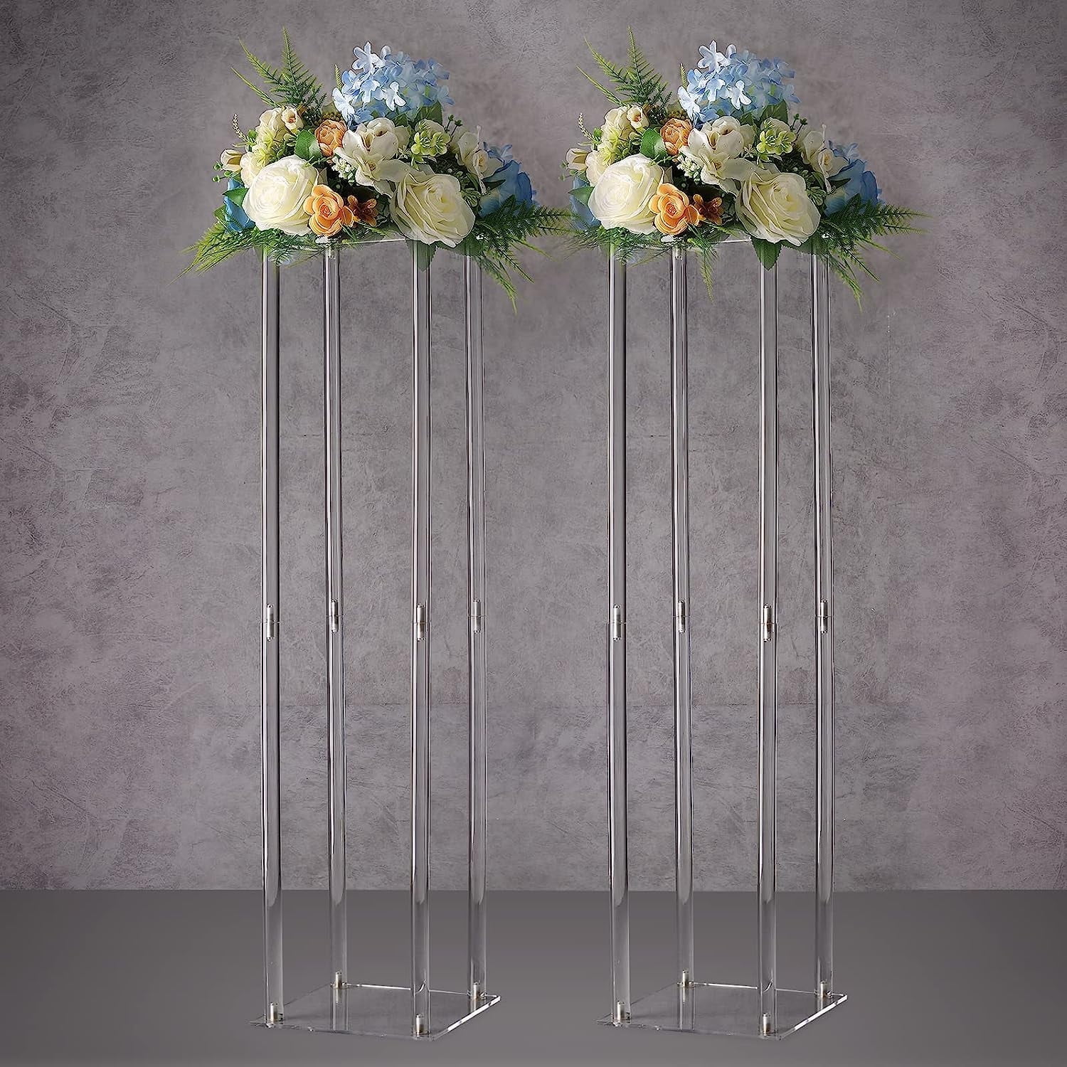 YALLOVE Acrylic Flower Stand, Set of 2 Clear Pedestal, 31.5 Inch Tall ...