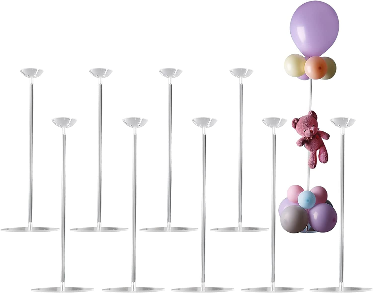 YALLOVE Clear Acrylic Tabletop Balloon Stand Kit, Adjustable Height, 15 ...