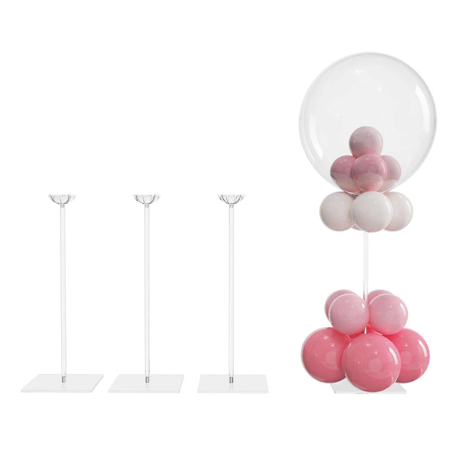 YALLOVE Clear Acrylic Tabletop SSF20 Balloon Stand Kit, 15.75 Inch 4 ...