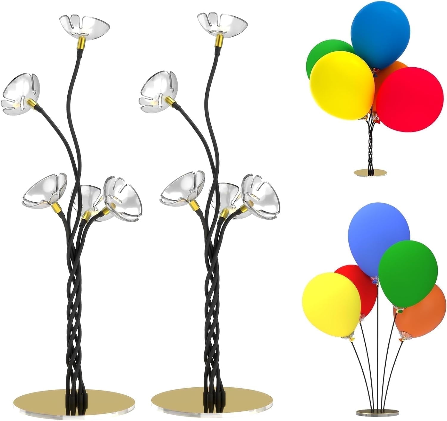 YALLOVE 2 Sets Balloon Stand Kits, Balloons Sticks Black Holder with ...