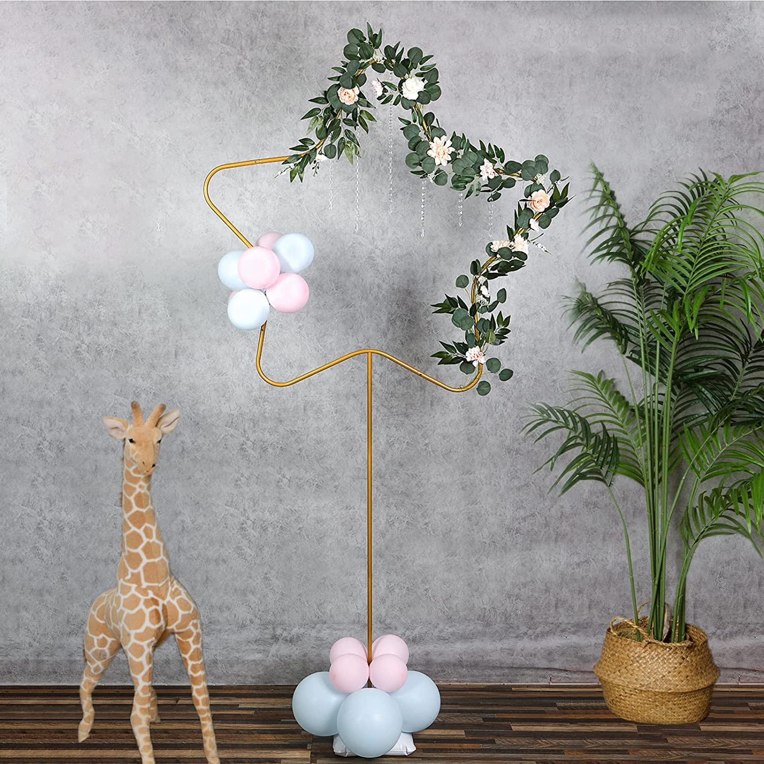 YALLOVE Gold Star Backdrop Stand, 7.8Ft x 4Ft Adjustable Pentacle Metal ...